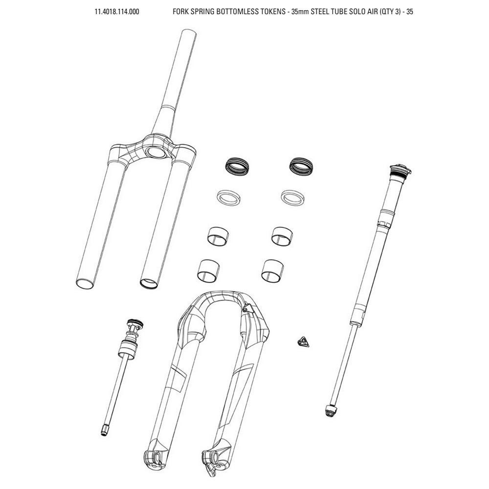 Rockshox Fork Spring Bottomless Tokens Solo Air 3 Units Negro 35 mm